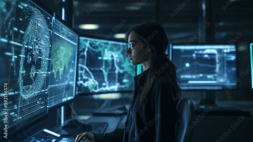 humans interacting with technology generated with AI tools Stock ...