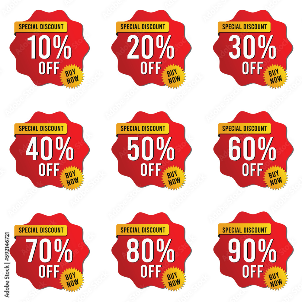 Discount Vector Sticker Badge Label Number Set Template Editable Asset ...