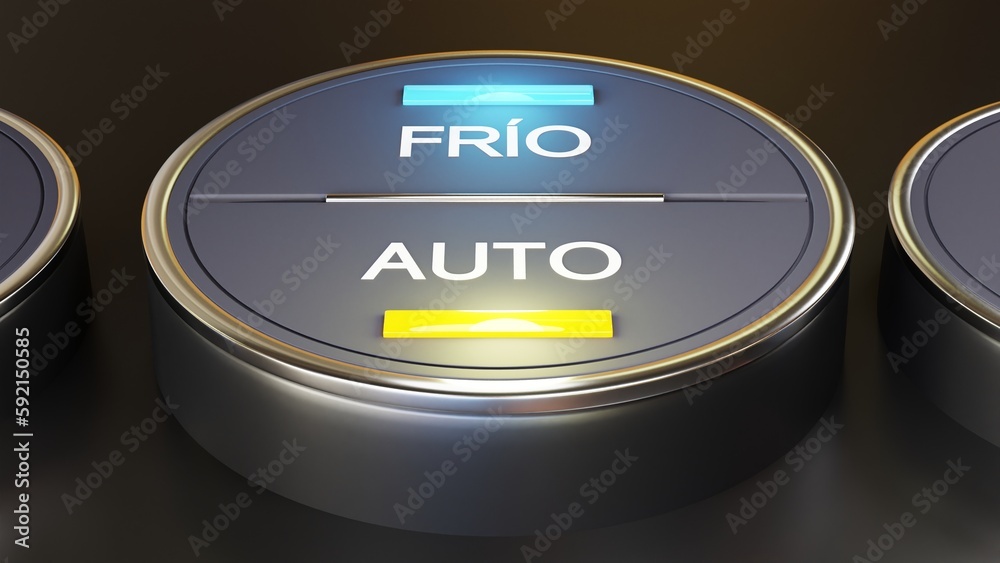 Botón 3D del clima acondicionado Frío encendido en español Stock ...