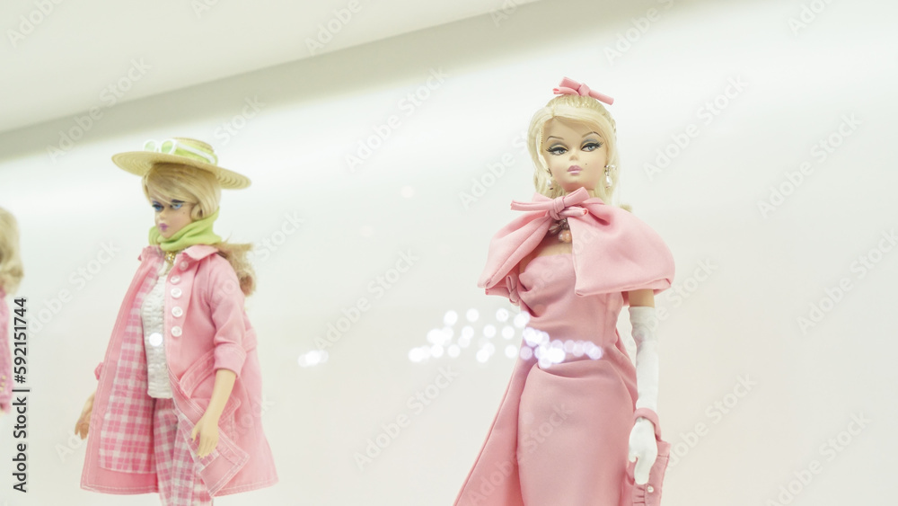 Barbie Expo display at downtown mall Les Cours Mont Royal, fashion ...