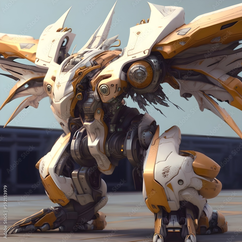 mech robot with metal wings sleek robotech gundam macross unreal engine ...