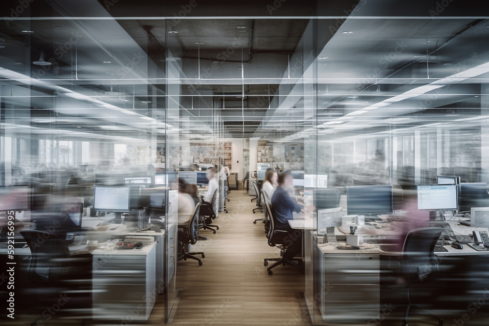 Fuss in the office. Fast movement of office workers in a business ...