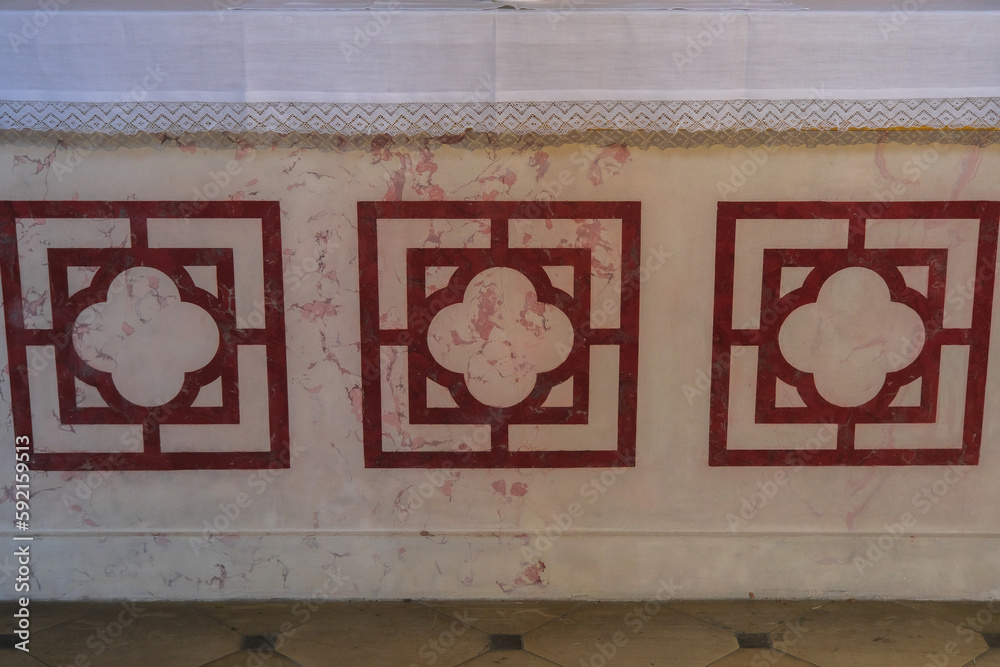 Monumental church building in Gothic in neo-romanesque arch style with ...