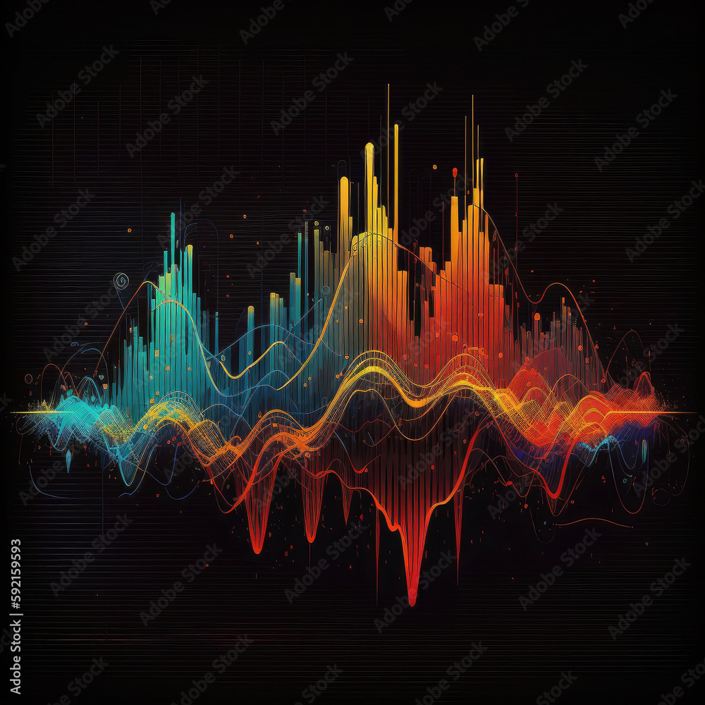 vector line artwork an audio waveform, vivid colors AI generation ...