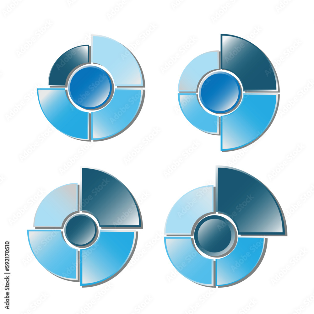 Vetor de Illustration vector graphic of 3d hd blue circle diagram set ...