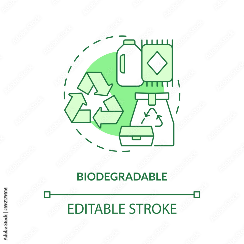Biodegradable green concept icon. Compostable product. Eco friendly ...