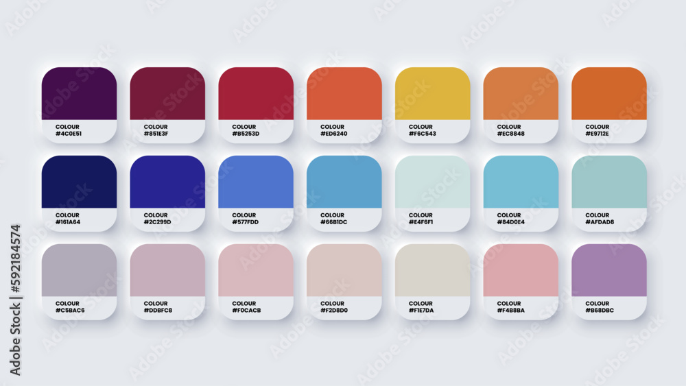 Pantone Trendy Colour Catalog Inspiration Palette in RGB and HEX Stock ...