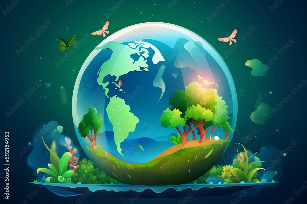 earth day and World environment concept with glass globe AI generated ...