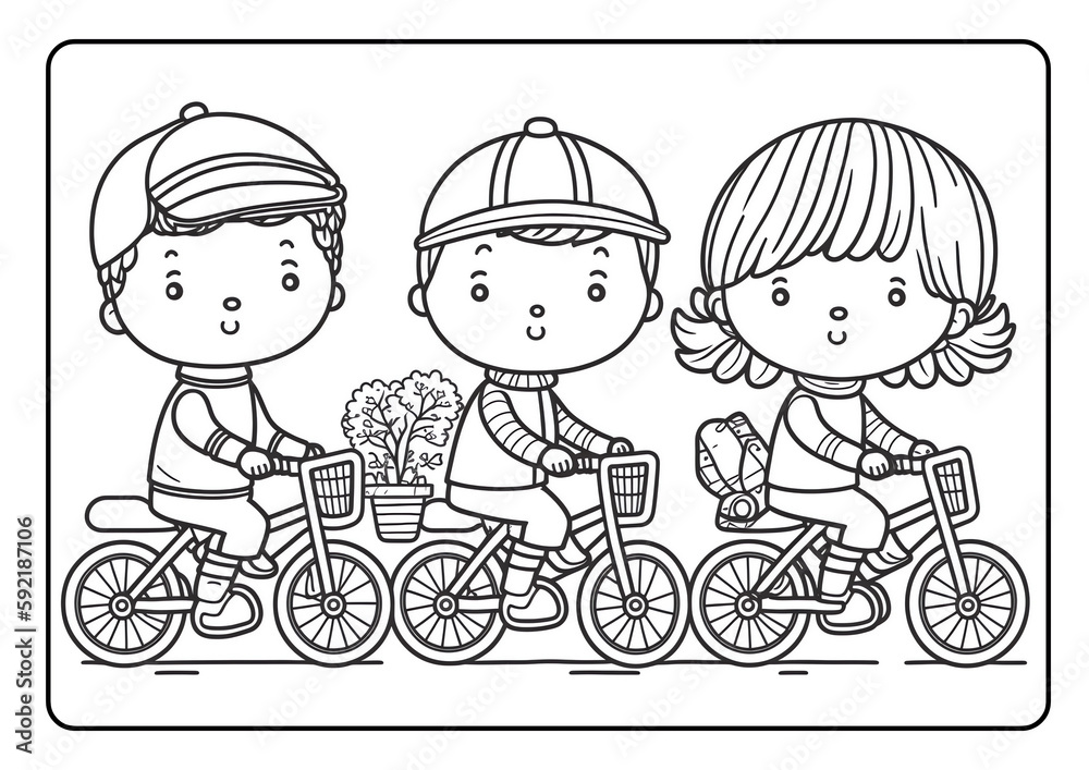 Coloring book page for children kids with cute cartoon vector ...