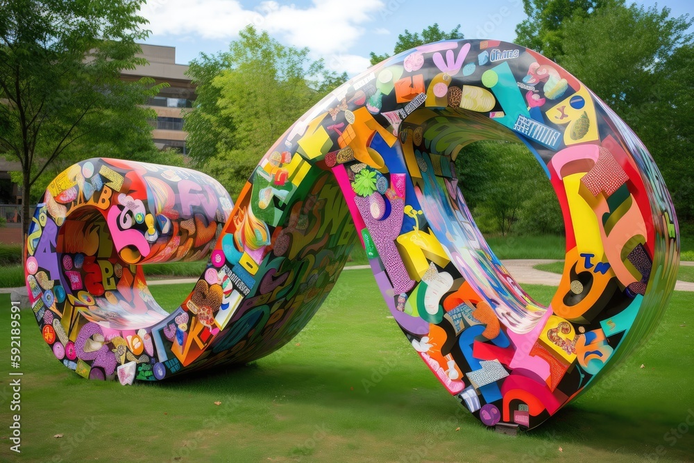 psychedelic sculpture made of written words, with each letter ...