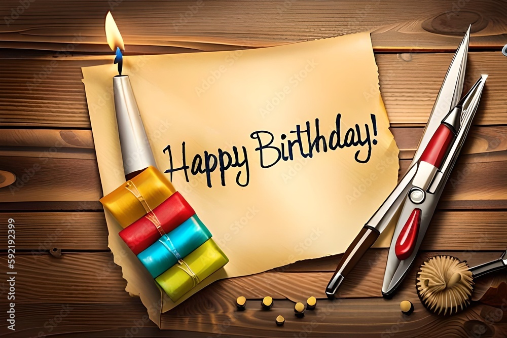 Birthday Wishes on Paper. Happy birthday party background with text and ...