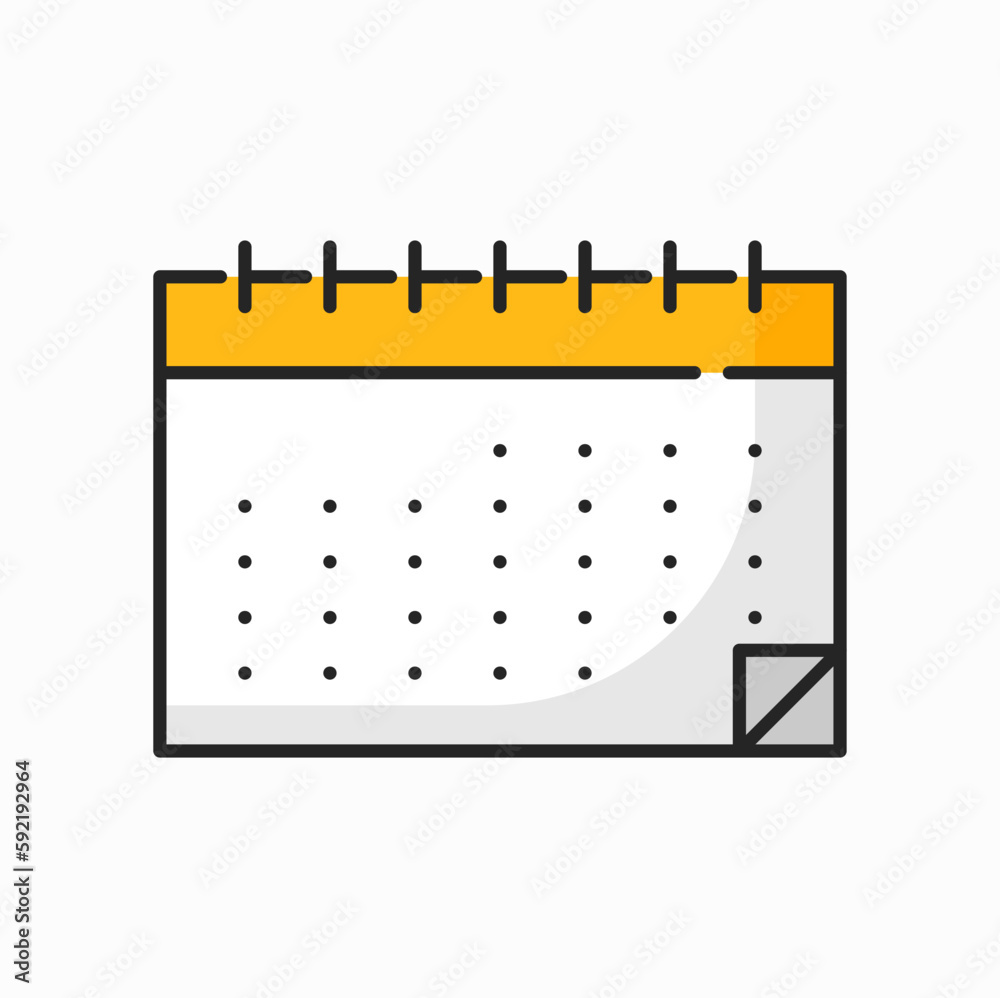 Wall calendar page paper sheet with month schedule. Vector notepad ...