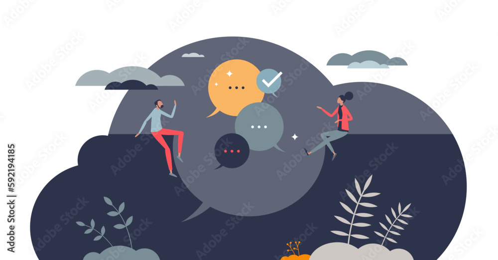 Communication skills with effective talking ability tiny person concept ...