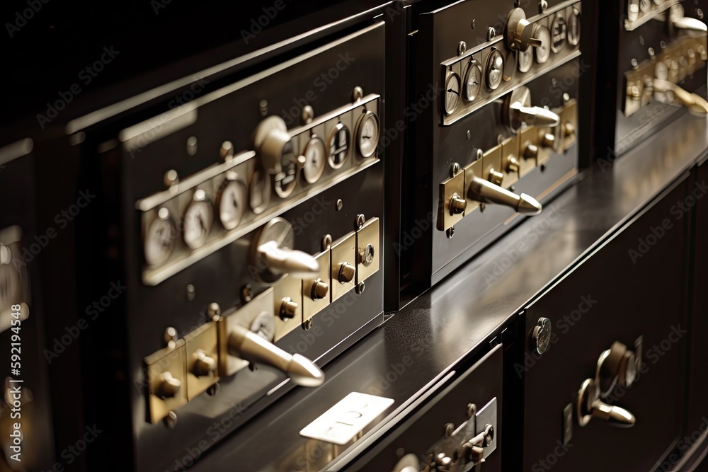 safe deposit box, with key and lock combination visible, created with ...