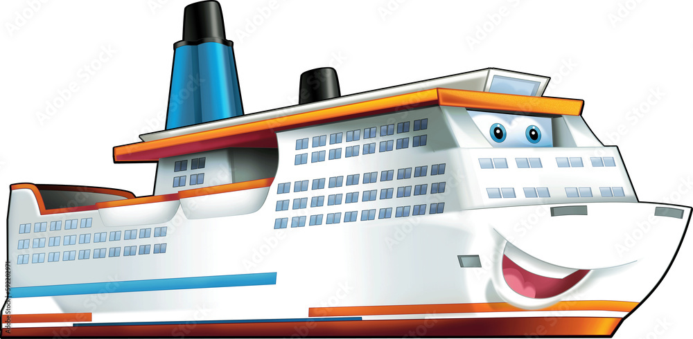 cartoon scene with happy ferryboat cruiser isolated illustration for ...