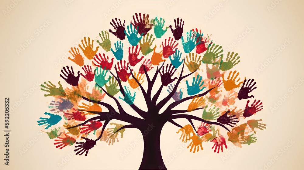 Giving and social responsibility concept illustration with colorful ...