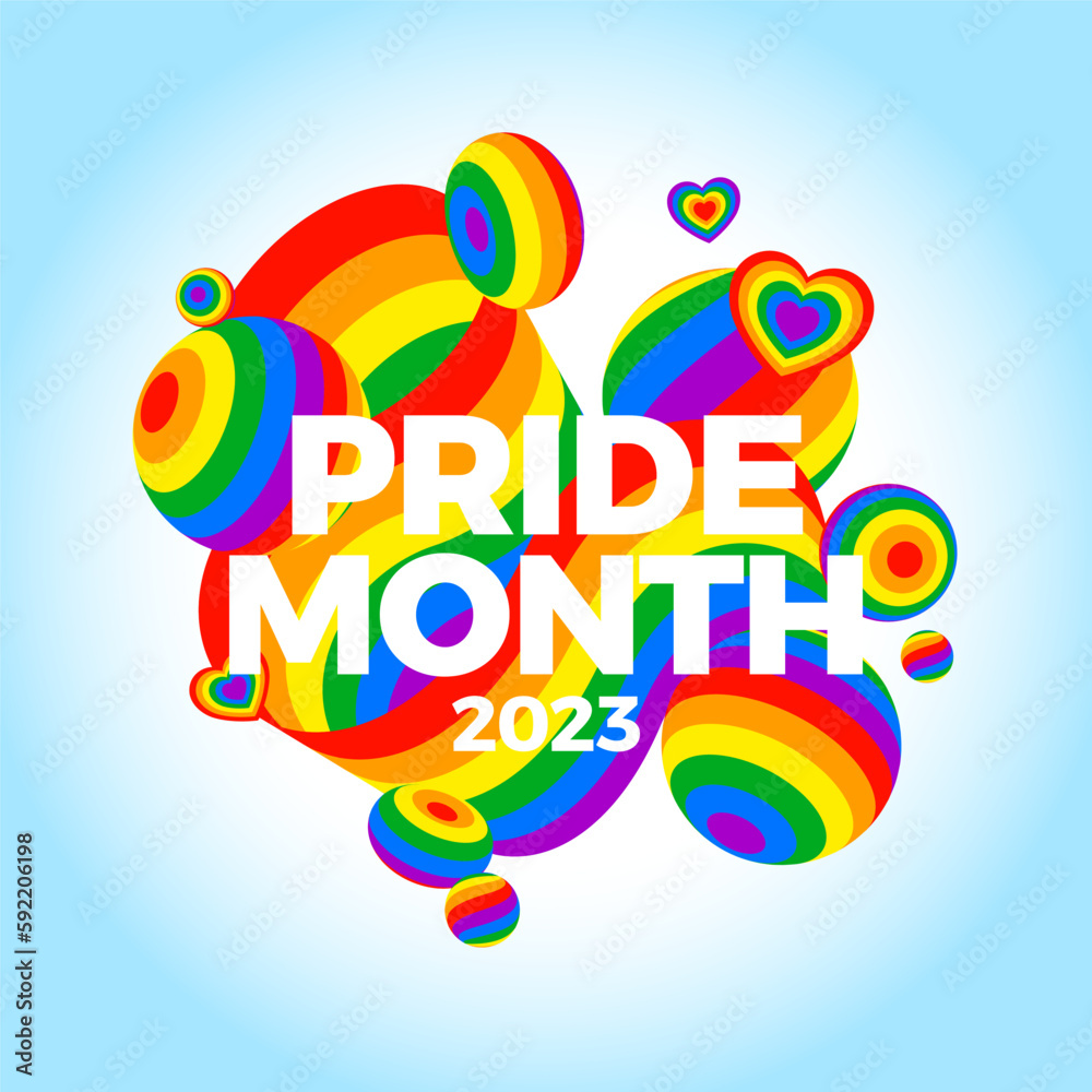 Pride month 2023 concept. Freedom rainbow flag, gay parade annual ...