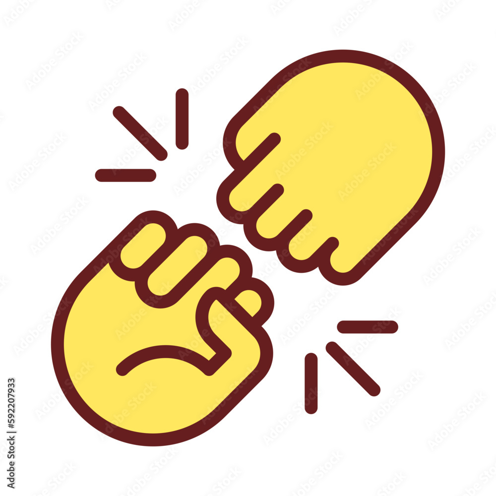 Fist bump pixel perfect RGB color icon. Funny greeting gesture ...