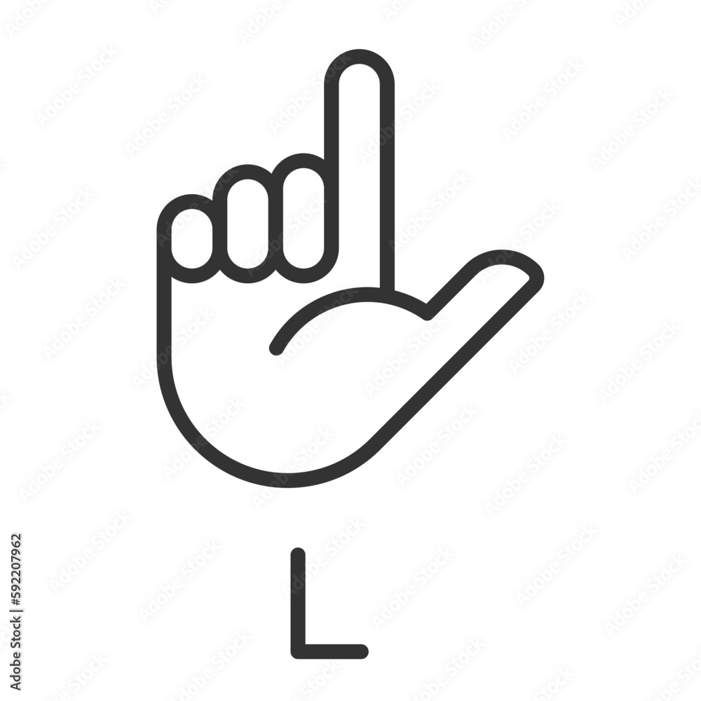 Letter L in American sign language pixel perfect linear icon ...