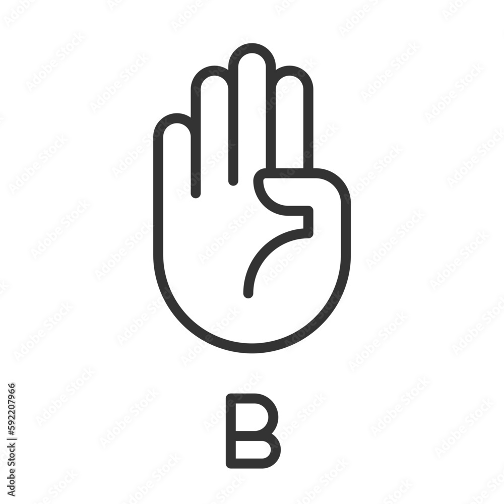 Letter B in American sign language pixel perfect linear icon ...