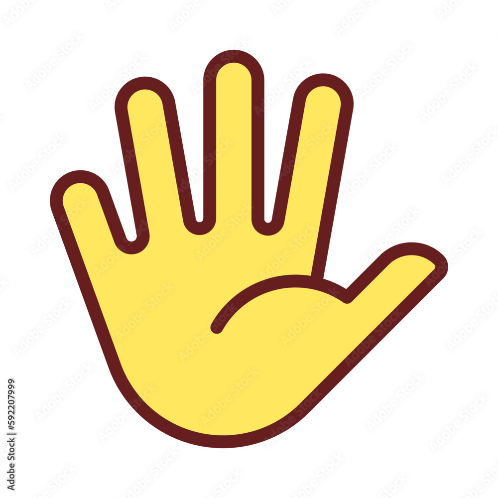 Hand with splayed fingers pixel perfect RGB color icon. Non verbal ...