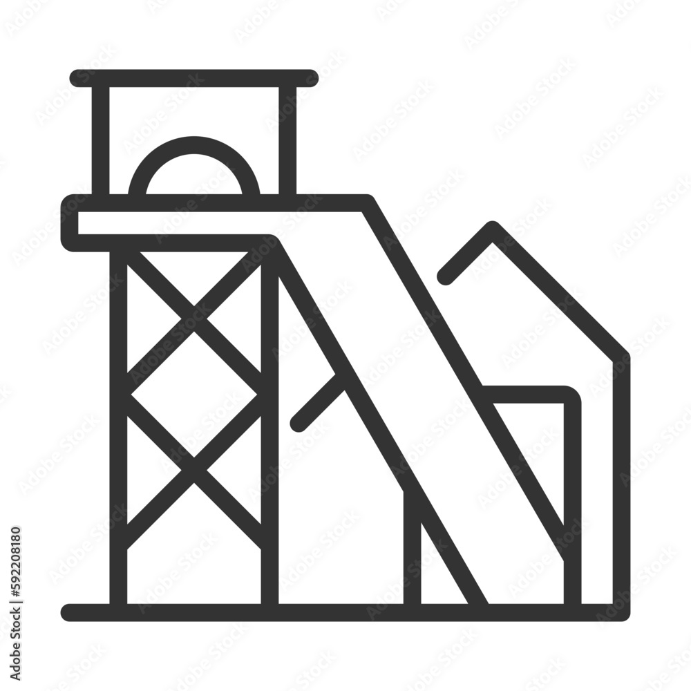 Coal mine pixel perfect linear icon. Lode of fossil fuel in earth ...