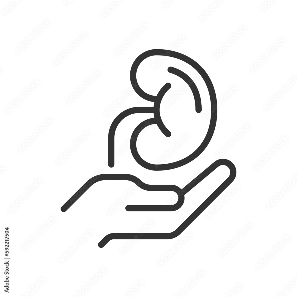 Organ donation pixel perfect linear icon. Living, deceased body parts ...