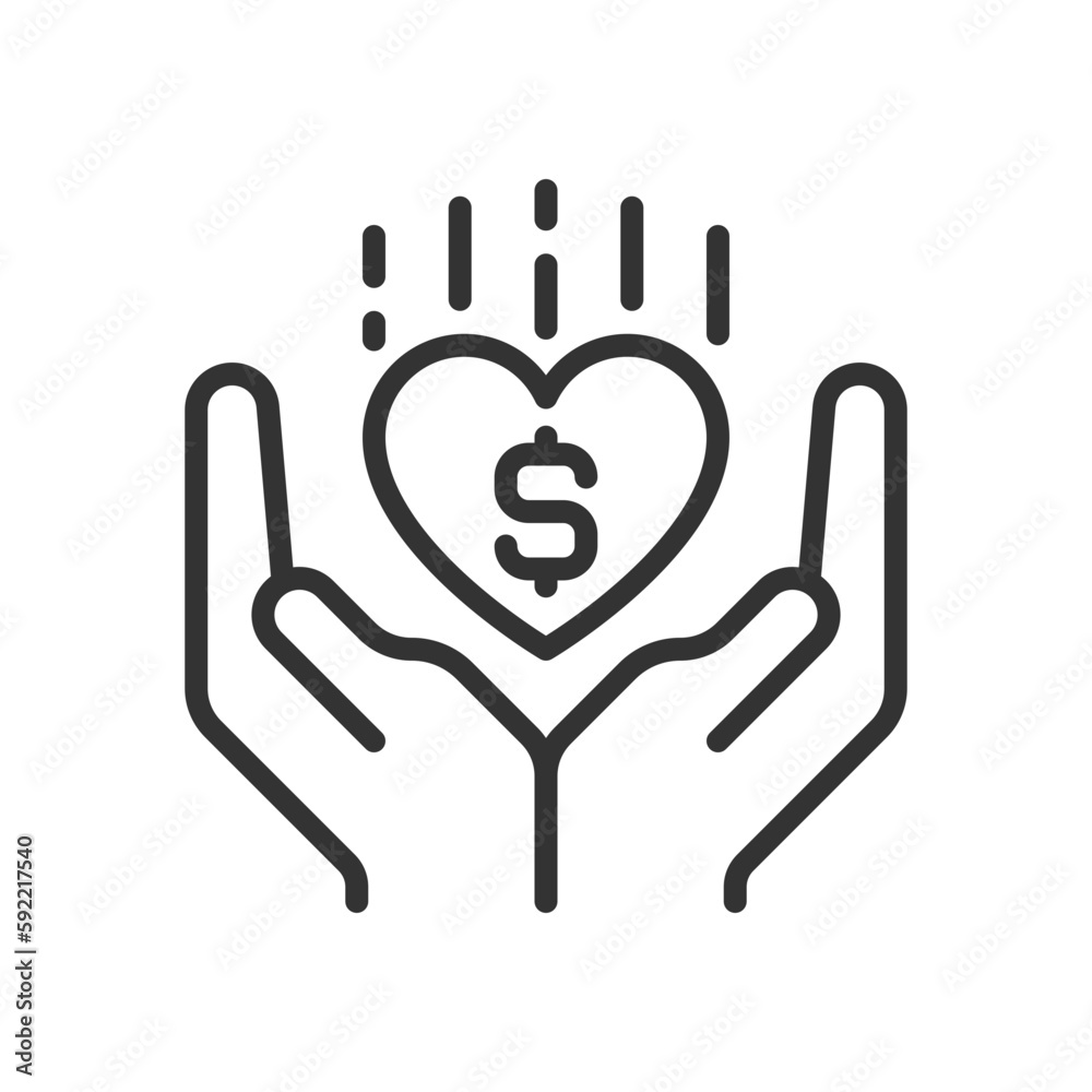 Philanthropy pixel perfect linear icon. Philanthropic organization ...