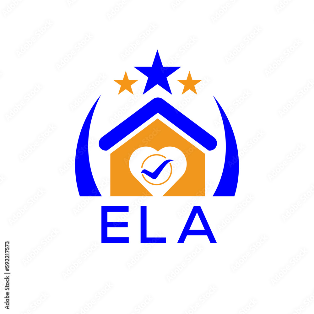 ELA House logo Letter logo and icon. Blue vector image on white ...