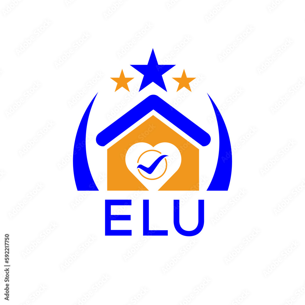 ELU House logo Letter logo and icon. Blue vector image on white ...