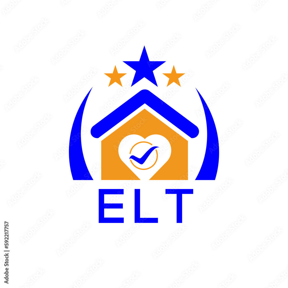 ELT House logo Letter logo and icon. Blue vector image on white ...