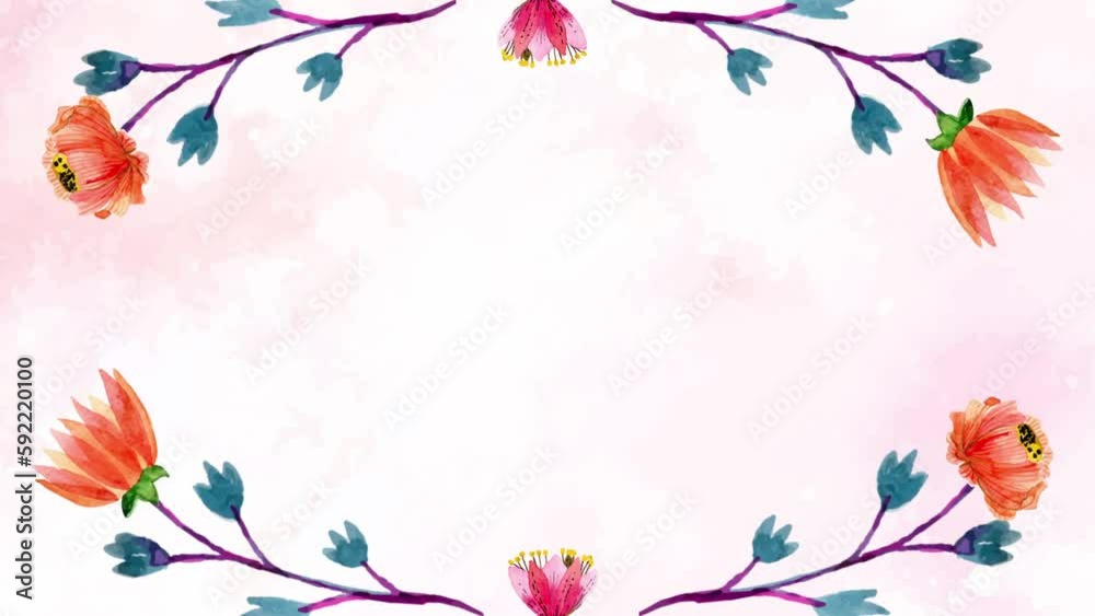 Beautiful floral frame animation on a pastel screen. illustration ...