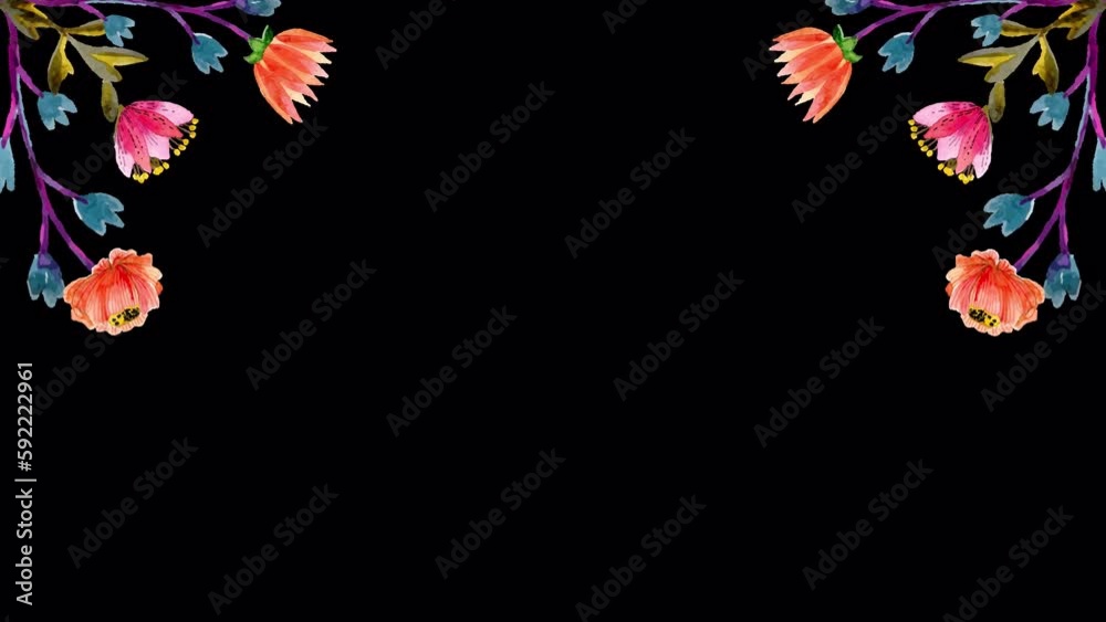 Beautiful floral frame animation on a transparent screen. illustration ...