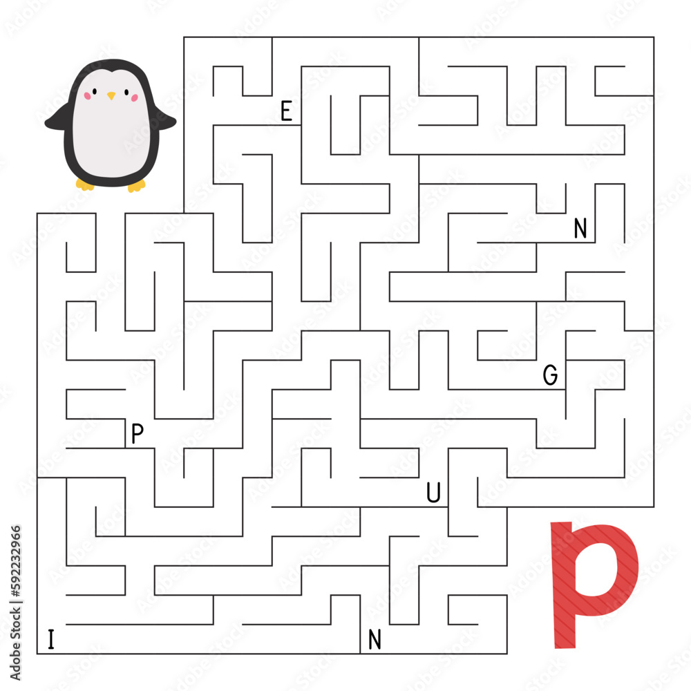 ABC maze game. Educational alphabet puzzle. Labyrinth with letters ...