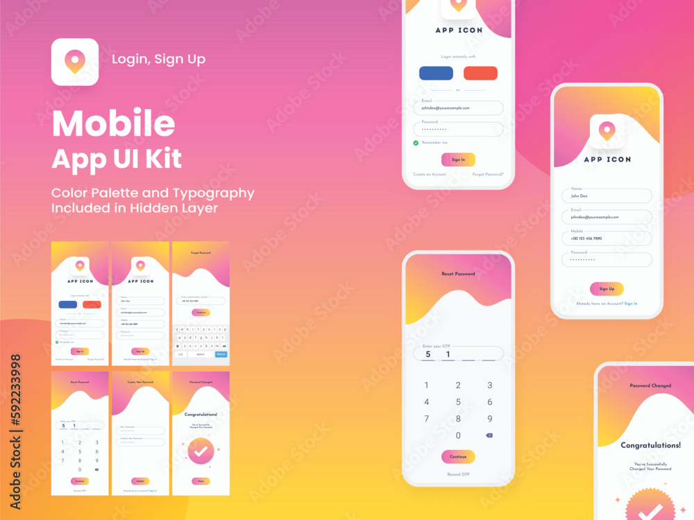 Wireframe UI, UX, GUI Layout With Different Login Screens Including ...