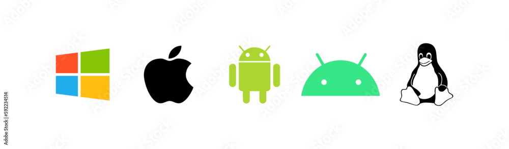 Windows; Apple; Android; Linux - Collection of popular operating ...