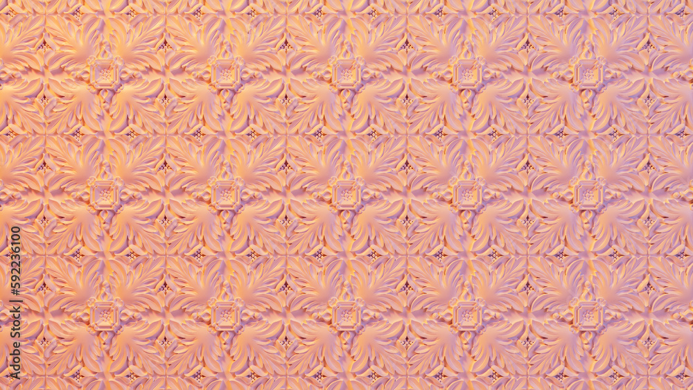Intricate Bright Decorative Pattern Wallpaper. Pink and Yellow 3D ...