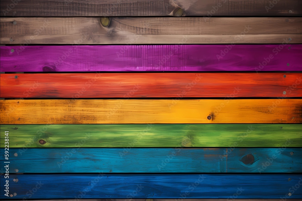 Rainbow wooden planks background. Colorful wooden texture. Rainbow wood ...