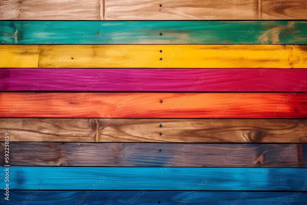 Rainbow wooden planks background. Colorful wooden texture. Rainbow wood ...