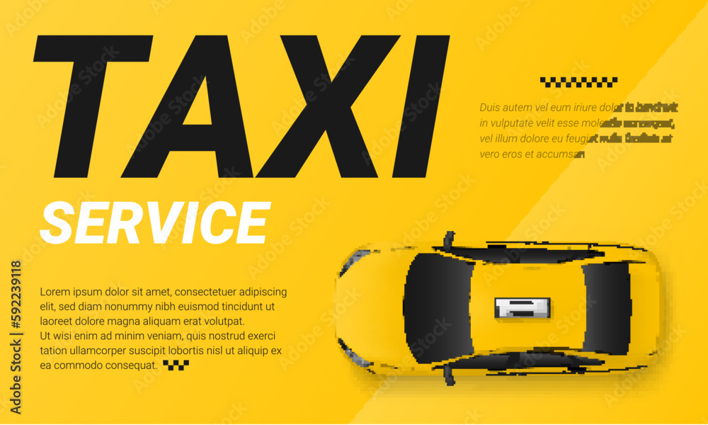 Taxi service yellow cab advertising banner design template realistic ...