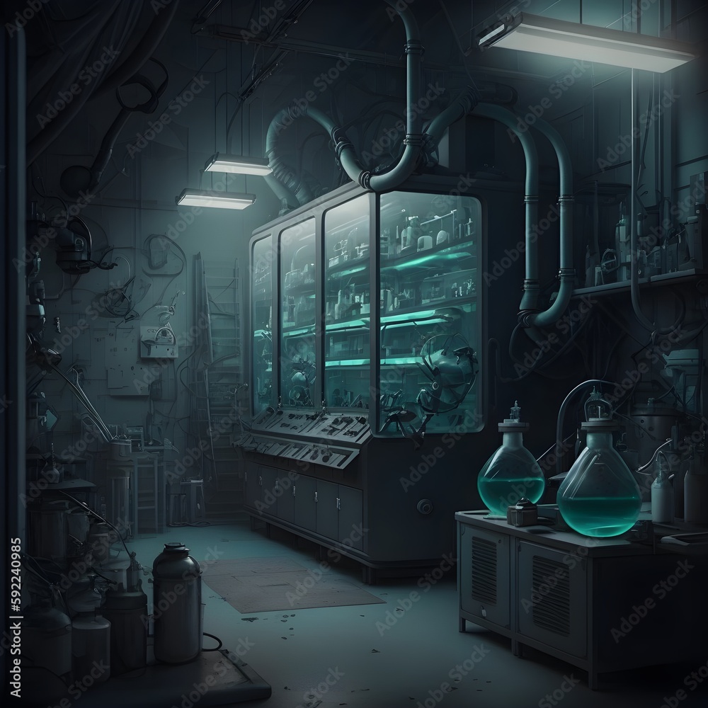 creepy endless laboratory menacing infinity dark futuristic ...