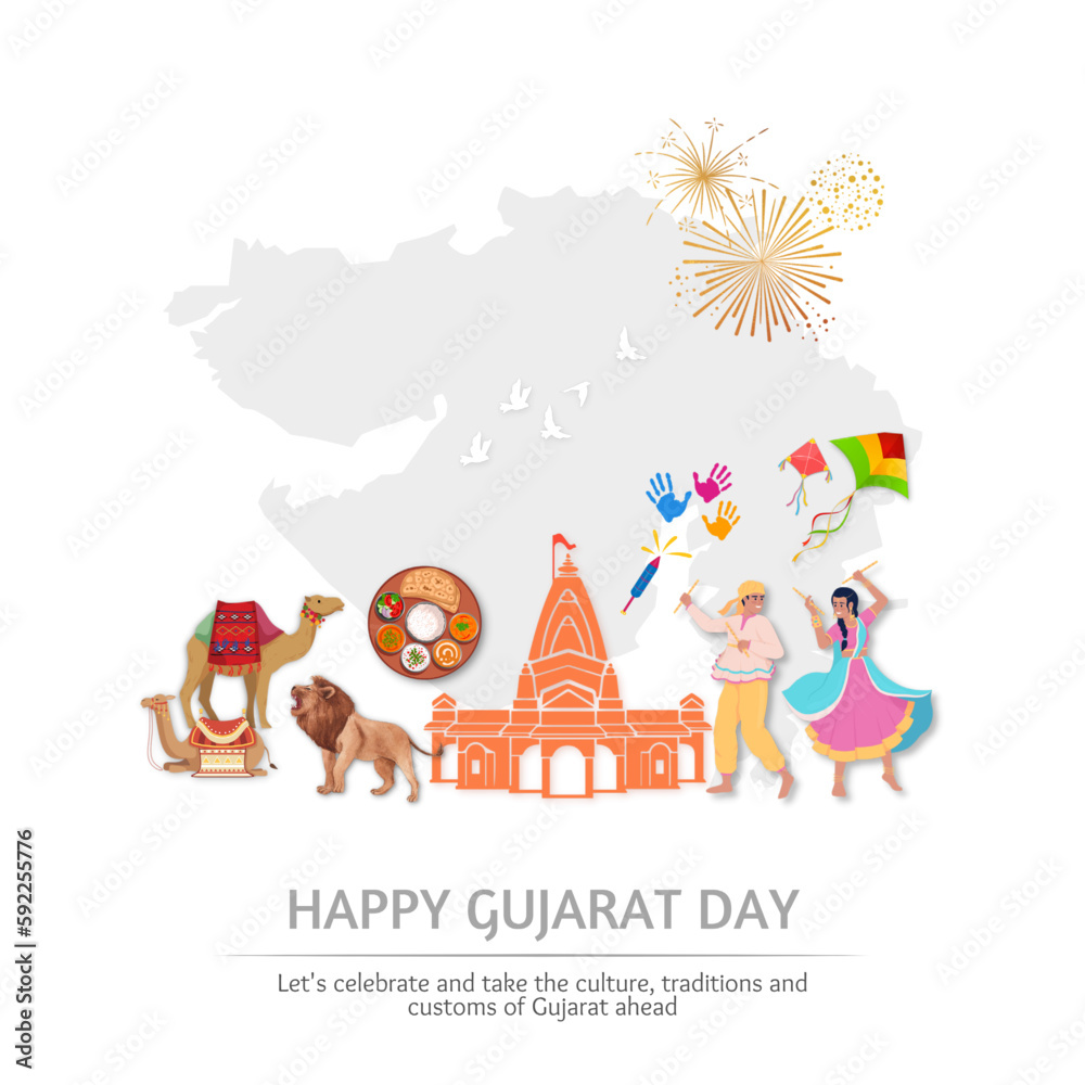 Gujarat day celebration. Gujarat foundation day. Stock Vector | Adobe Stock