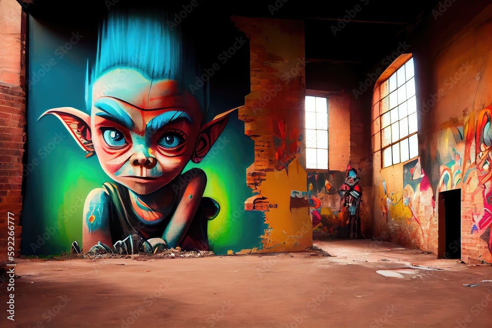 urban graffiti art mural, with custom designs and characters, bringing ...