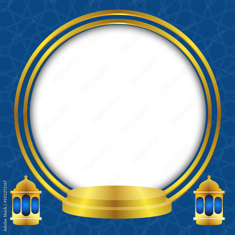 Twibbon circle islamic frame border with golden pulpit ilustração do ...