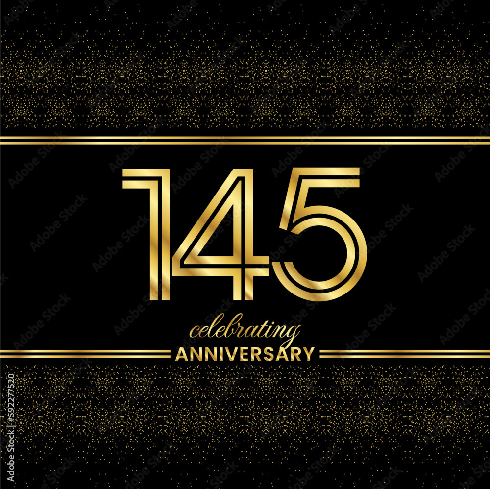 Stockvector 145 Golden Double Line Number. 145 Anniversary invitation ...