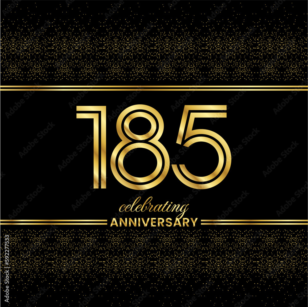 185 Golden Double Line Number. 185 Anniversary invitation cover with ...