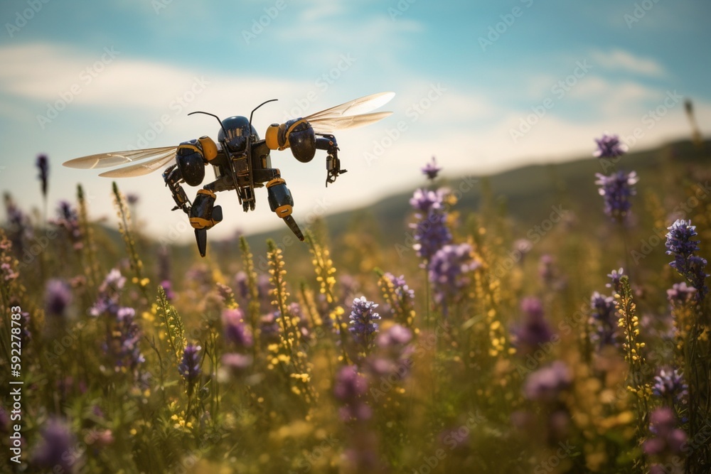 Engineering Nature: Mechanical Bees and Vibrant Flora in a Sustainable ...