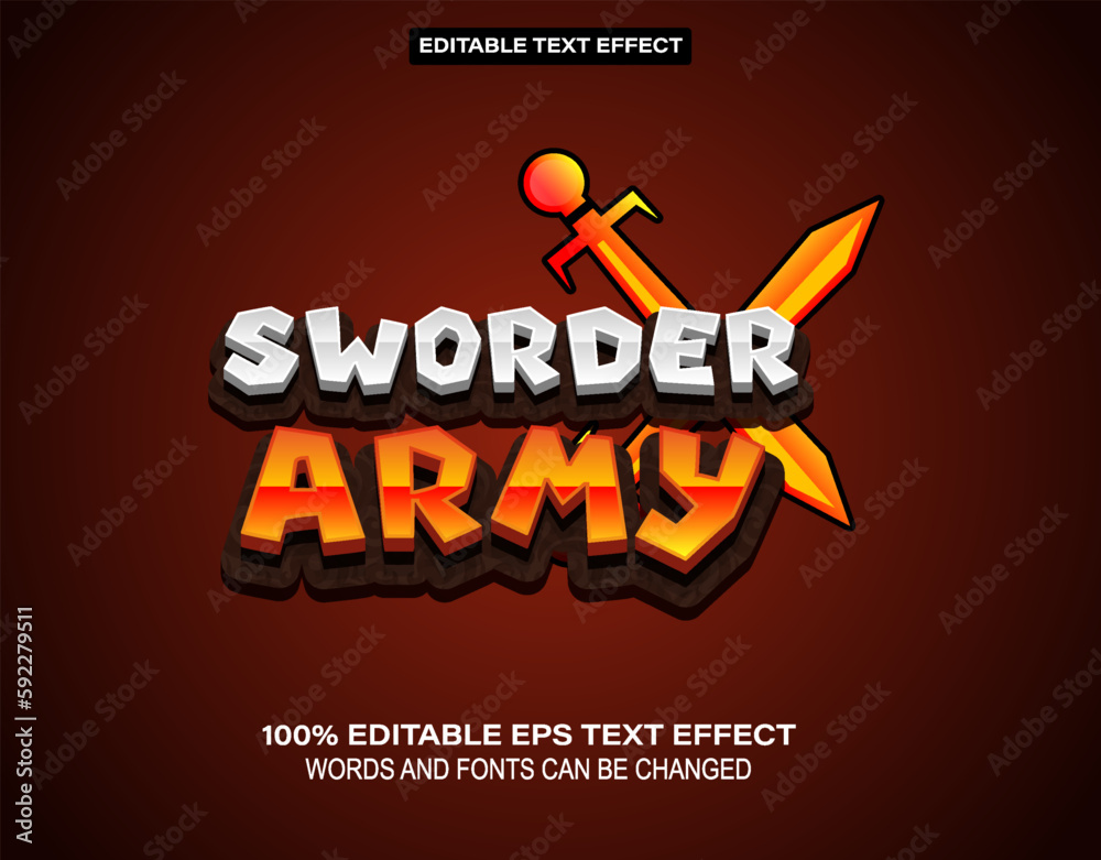Free vector sword army text effect fit for game and cartoon text style ...
