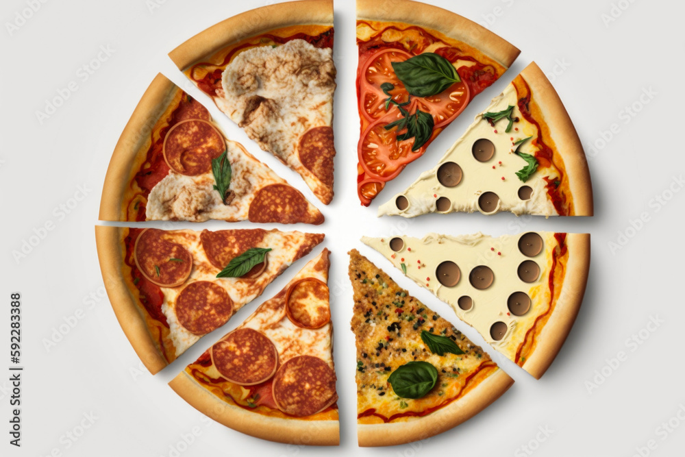 Barbecue pizza divided into four parts on antique plate Pizza divided ...