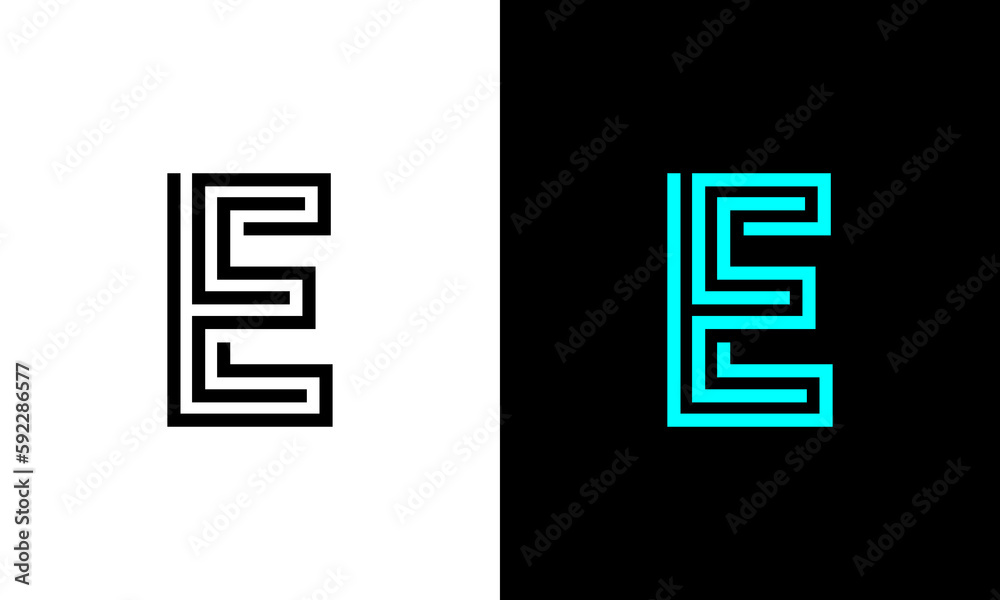 letter symbol icon E line art abstract modern logo design vector de ...